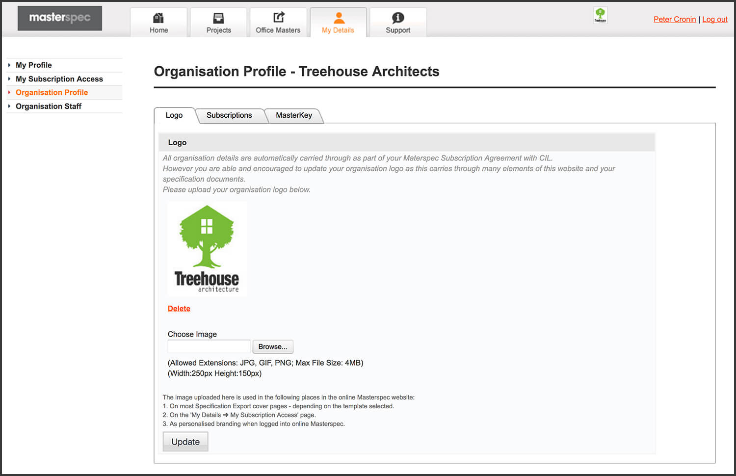 Log in and add staff to your account - Masterspec
