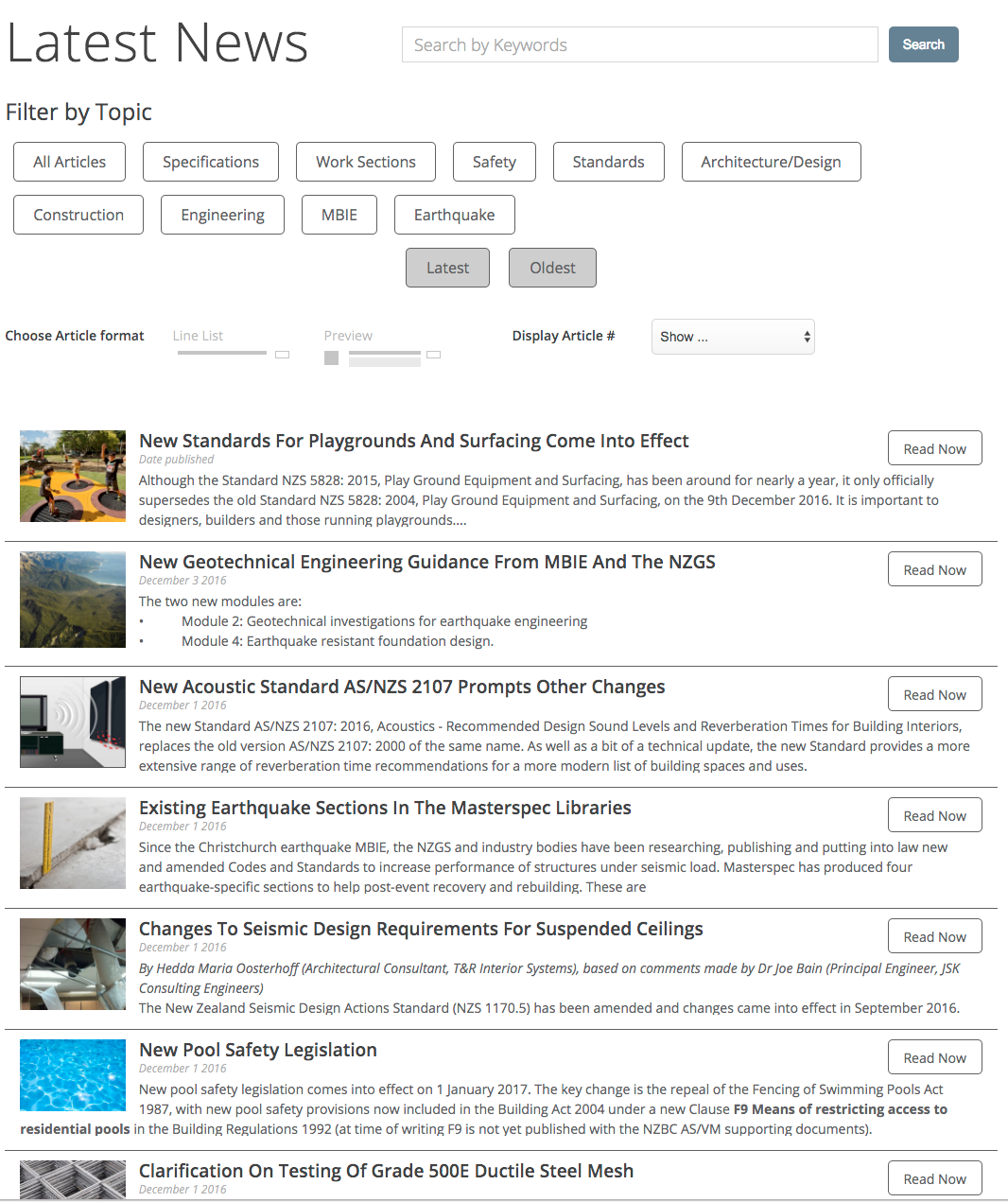 Search the Technical Library - Masterspec